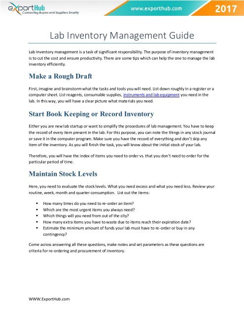 Lab Inventory Management Guide
