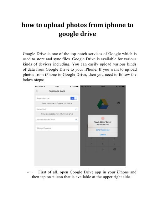 How To Upload Photos From IPhone To Google Drive