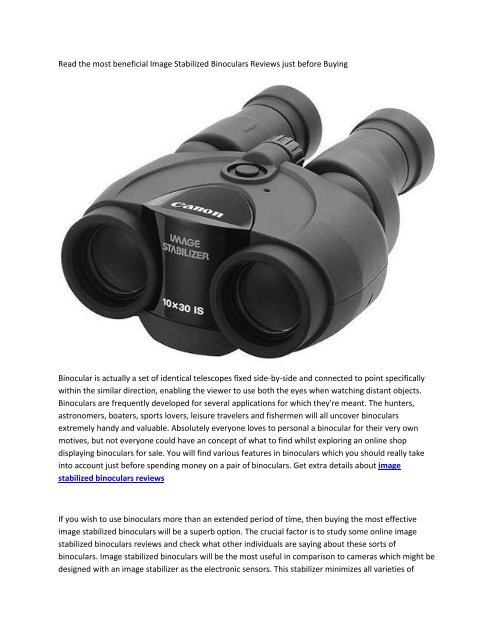 5 best image stabilized binoculars