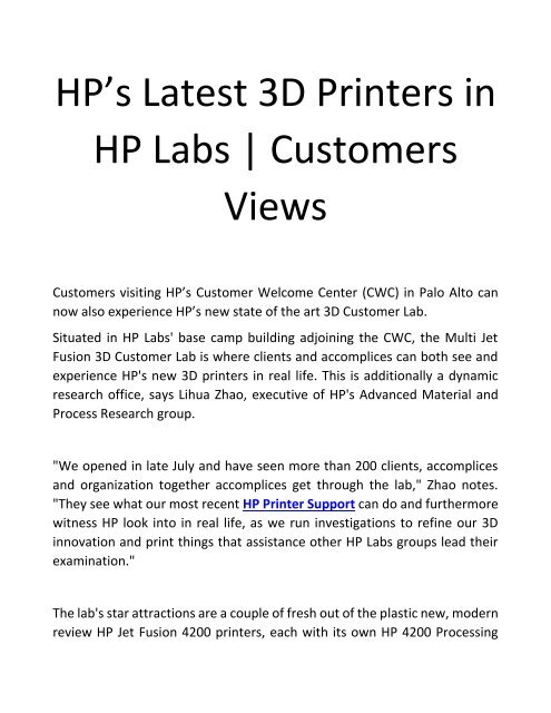 HP’s Latest 3D Printers in HP Labs