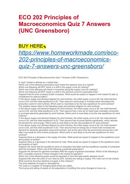 ECO 202 Principles of Macroeconomics Quiz 7 Answers (UNC Greensboro)