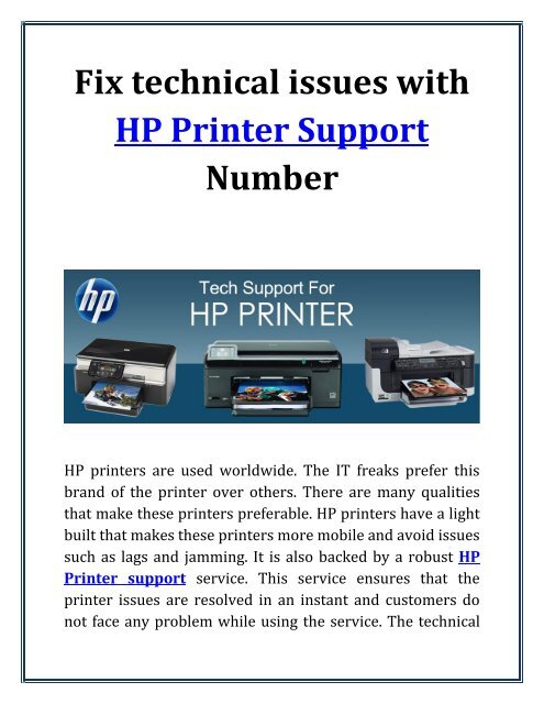 Fix technical issues with HP Printer Support Number