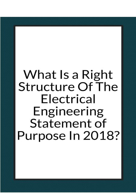 What is a Right Structure of The Electrical Engineering Statement of ...