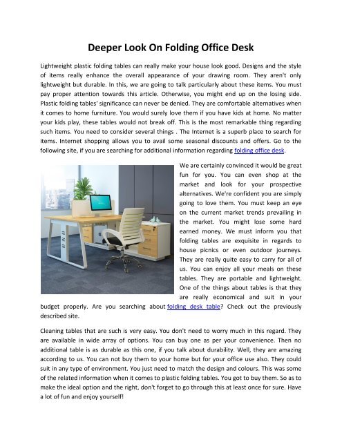 Deeper Look On Folding Office Desk