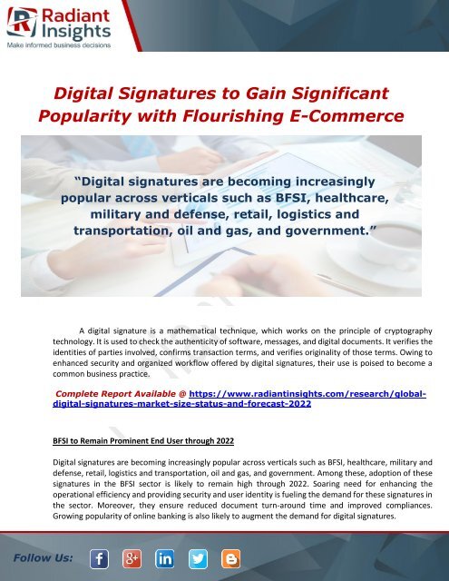 Digital Signatures to Gain Significant Popularity with Flourishing E ...