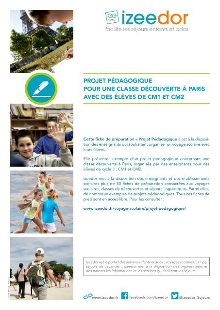Projet pédagogique d’un voyage de classe à Paris pour CM1 et CM2