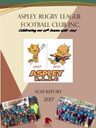 The First 50 Years of the Aspley Rugby League Football Club 1 August 2017
