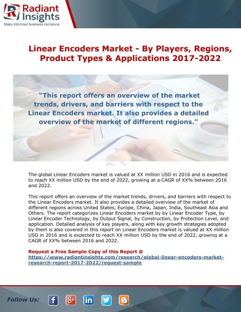 Linear Encoders Market - By Players, Regions, Product Types And ...