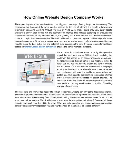 How Online Website Design Company Works