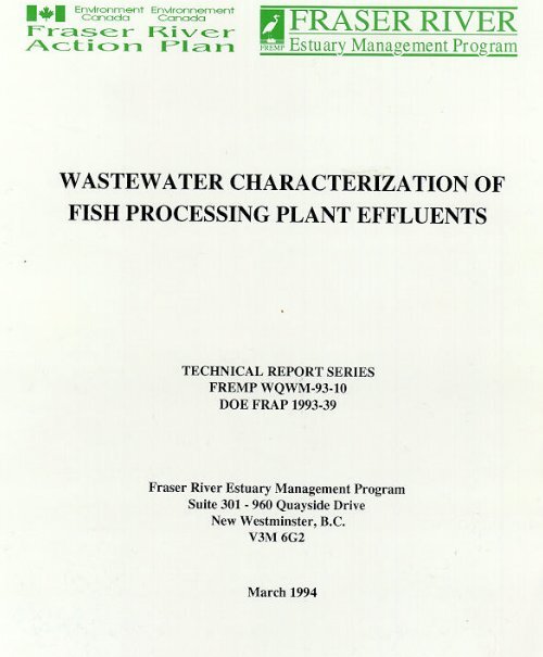 Wastewater Characterization of Fish Processing Plant Effluents