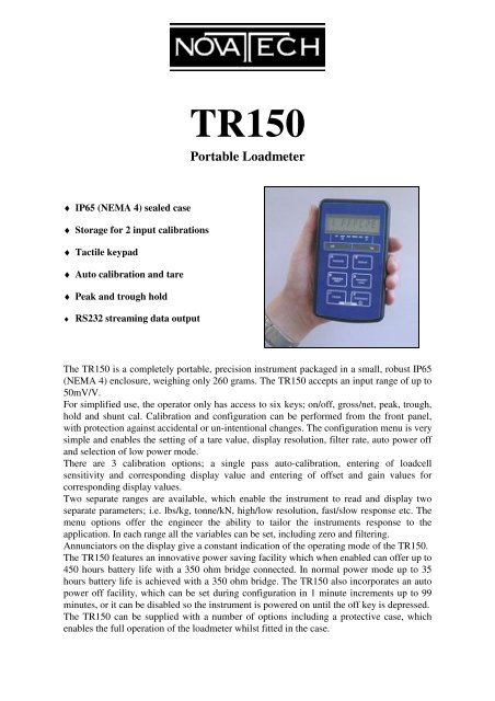 TR150 Portable Loadmeter - Novatech Measurements Ltd