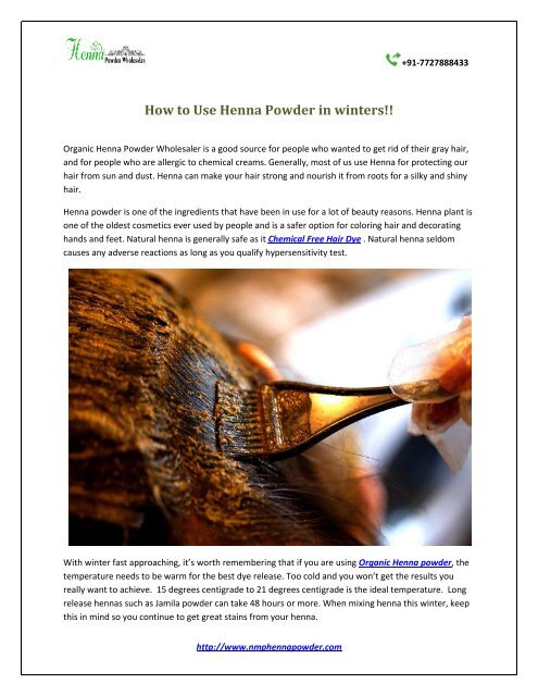 How to Use Henna Powder in winters!!