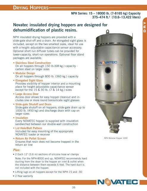 Novatec insulated drying hoppers are designed for dehumidification ...