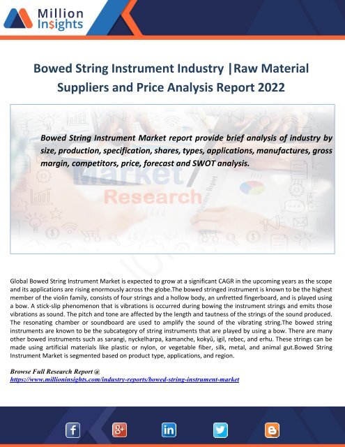 Global Bowed String Instrument Industry Raw Material Suppliers and Price Analysis Report 2022