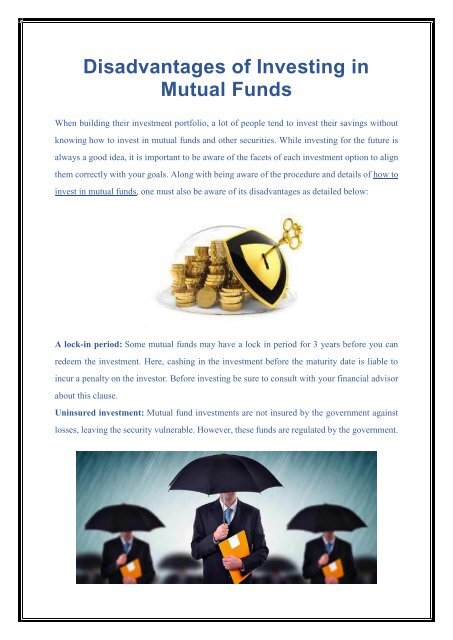 Disadvantages Of Mutual Funds