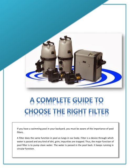 A Complete Guide to Choose the Right Filter