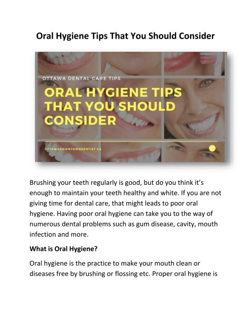 Oral Hygiene Tips That You Should Consider