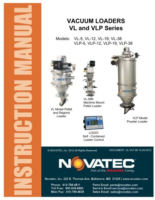 VACUUM LOADERS VL and VLP Series - Novatec, Inc.