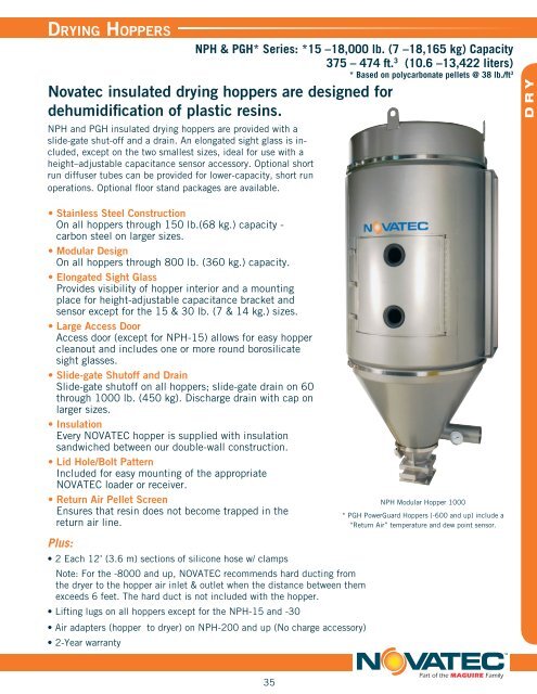 Novatec insulated drying hoppers are designed for ... - Novatec, Inc.
