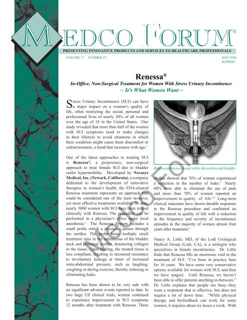 Renessa® - Stress Urinary Incontinence