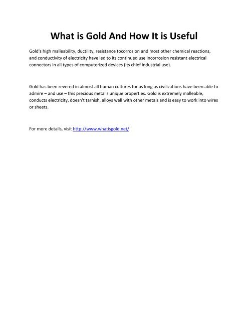 What is Gold And How It is Useful