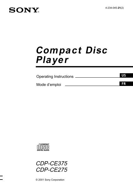 Sony CDP-CE375 - CDP-CE375 Consignes d’utilisation