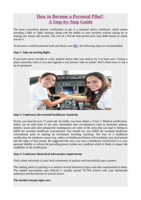 How to Become a Personal Pilot? A Step-by-Step Guide