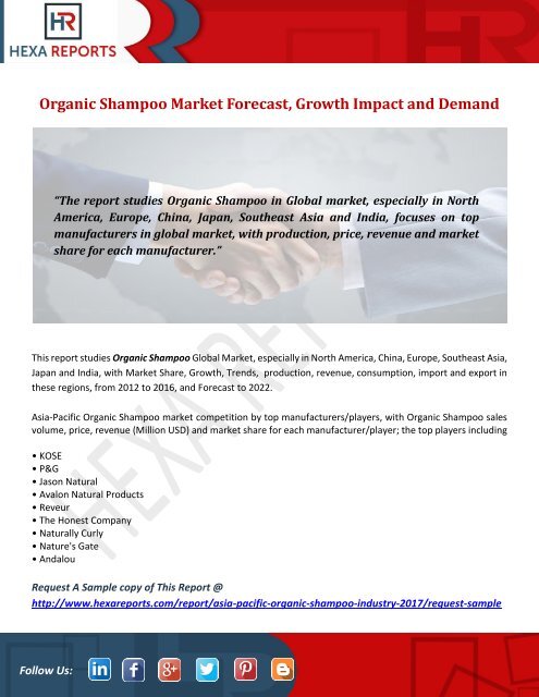 Organic Shampoo Market Forecast, Growth Impact and Demand