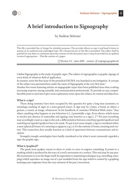A brief introduction to Signography - Signographie