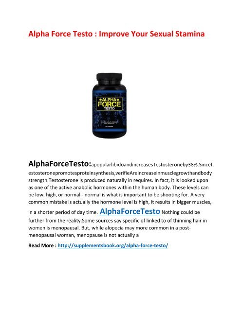 Alpha Force Testo : Increase Your Muscle Mass
