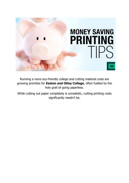 Saving on Printing