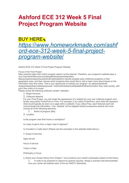 Ashford ECE 312 Week 5 Final Project Program Website
