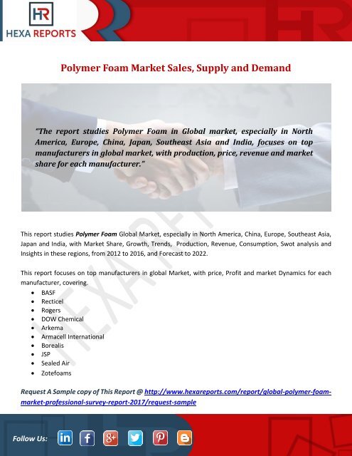 Polymer Foam Market Sales and Supply and Demand