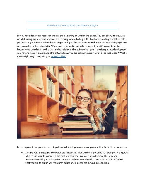 Introduction How to Start Your Academic Paper