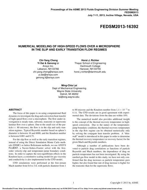 Cheng 2013 Numerical Modeling High Speed Flows Over A Microsphere