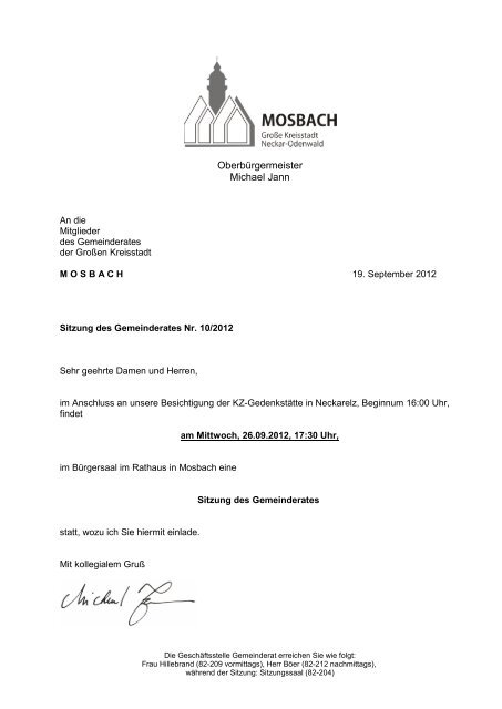 Oberbürgermeister Michael Jann - Mosbach