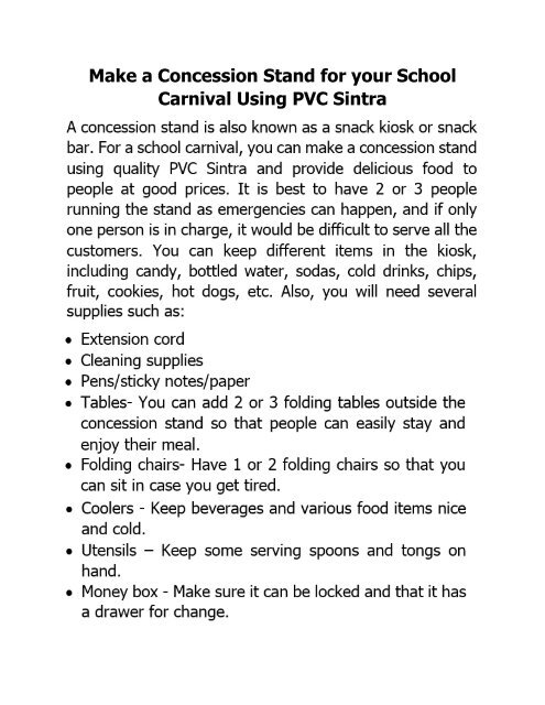 Make a Concession Stand for your School Carnival Using PVC Sintra