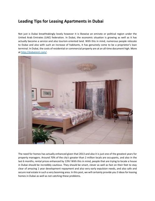 Leading Tips for Leasing Apartments in Dubai
