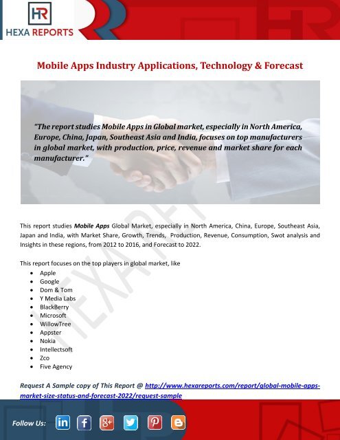 Mobile Apps Industry Applications, Technology & Forecast