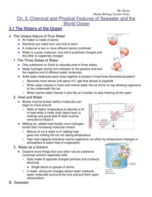 Properties of Water and Ocean Phenomena