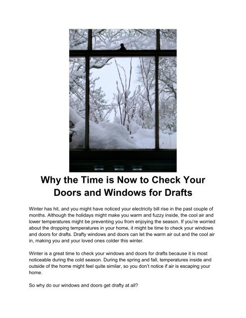 Why the Time is Now to Check Your Doors and Windows for Drafts