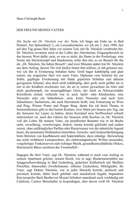 Der Freund meines Vaters - Hans Christoph Buch