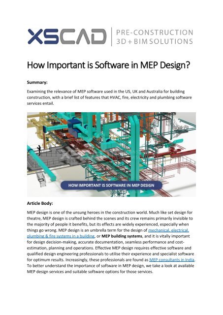 How Important is Software in MEP Design