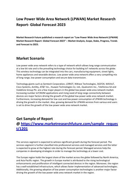 Low Power Wide Area Network (LPWAN) Market 2017 - Current and Future ...