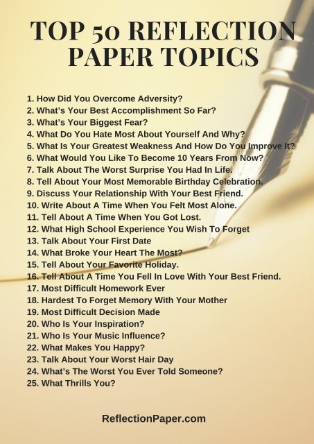 50 Best Reflection Paper Topics