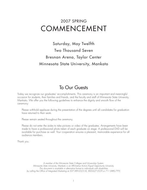 Spring 2007 - Minnesota State University, Mankato