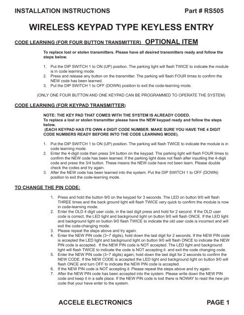 RS505 Operation Instruction