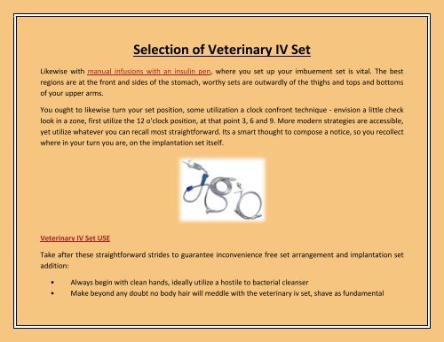 Selection of Veterinary IV Set