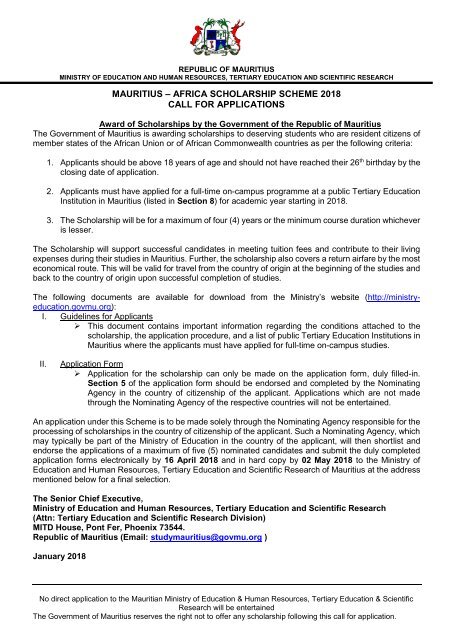 Call for Application