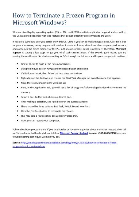 How to Terminate a Frozen Program in Microsoft Windows